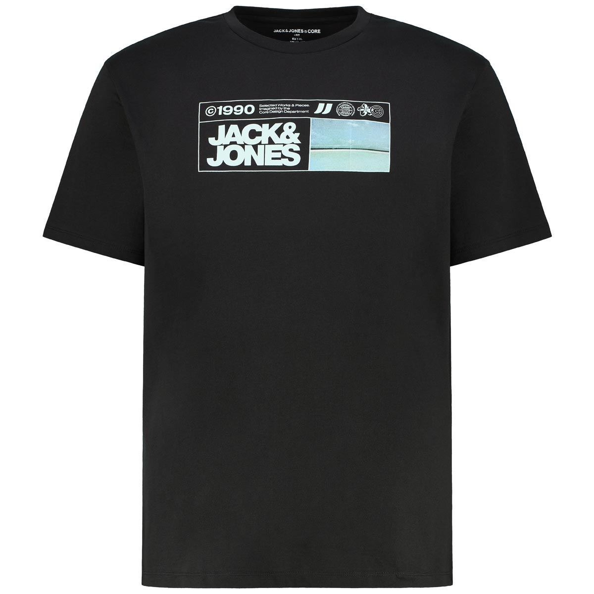 T-Shirt mit Label-Print | schwarz | 5XL | 12302401/BLACK-5XL